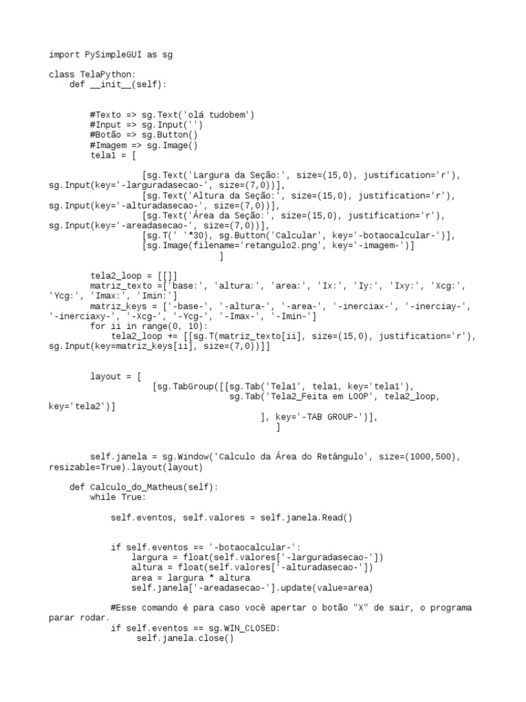 Codigo Aula PySimpleGUI | PDF