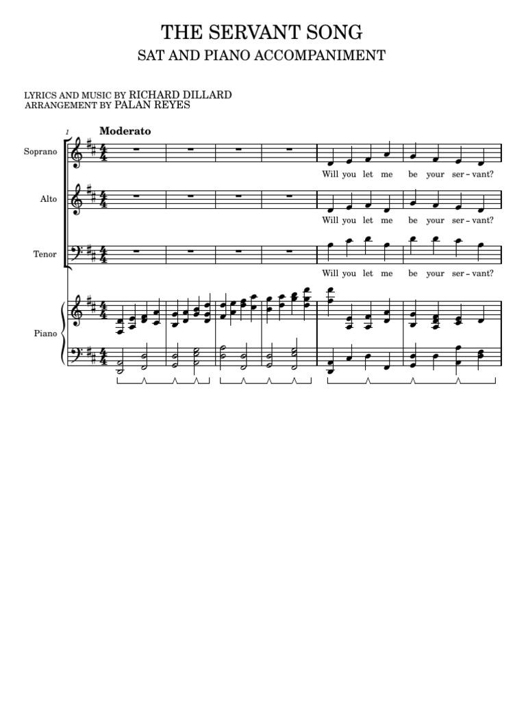 The Servant Song: Sat and Piano Accompaniment | PDF | Choral Music ...