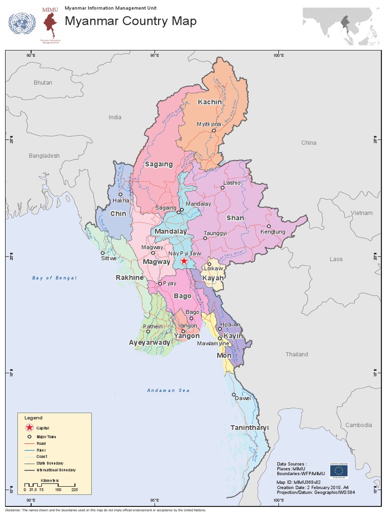 Myanmar Country Map: Kachin | PDF | Geodesy | Cartography