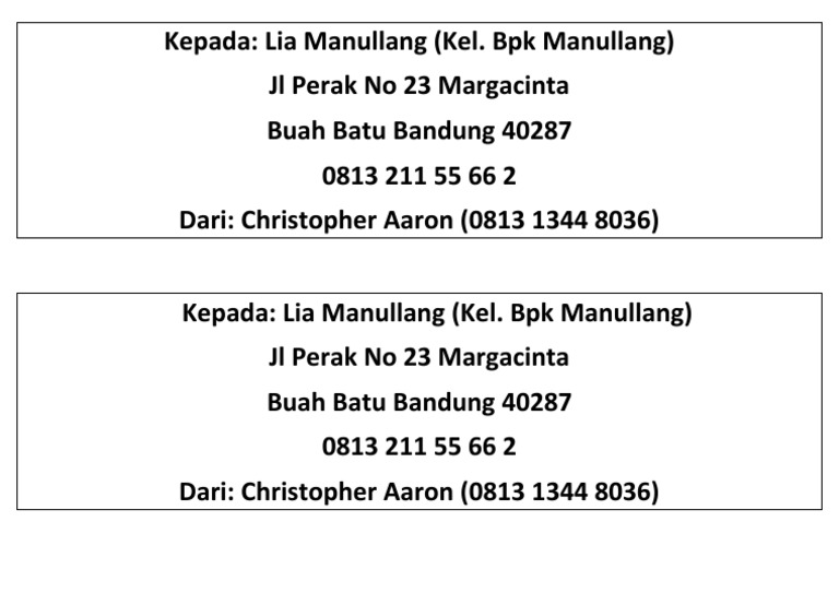 Alamat Surat Bandung Perak | PDF