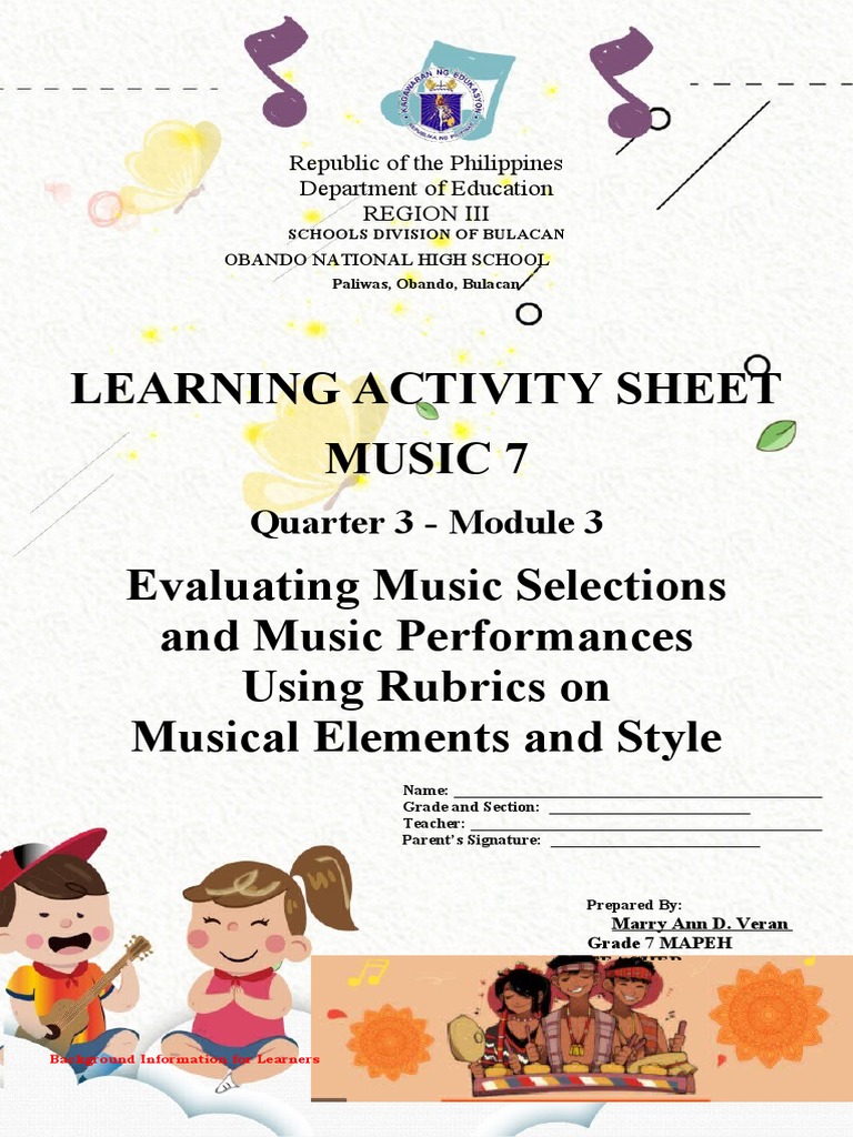 Music Module 3 (3rd QTR.) Learning Activity Sheet | PDF | Mindanao | Luzon