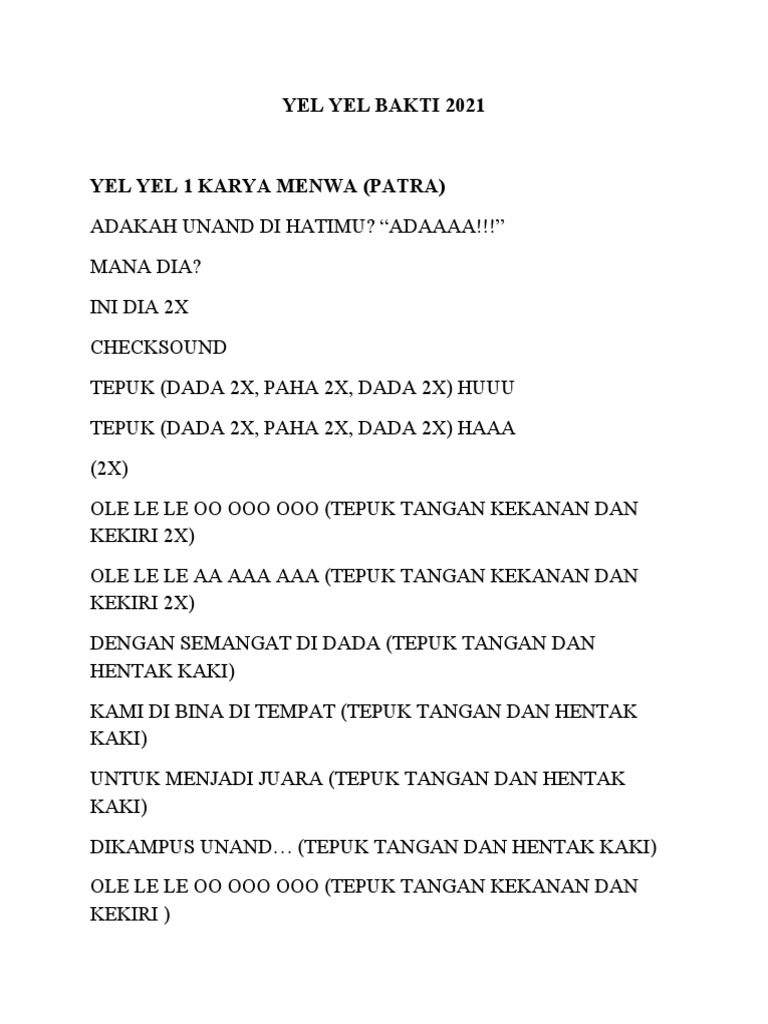 Yel Yel Bakti 2021 | PDF