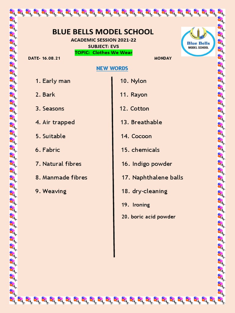 Evs Chapter 5 Clothes We Wear | PDF