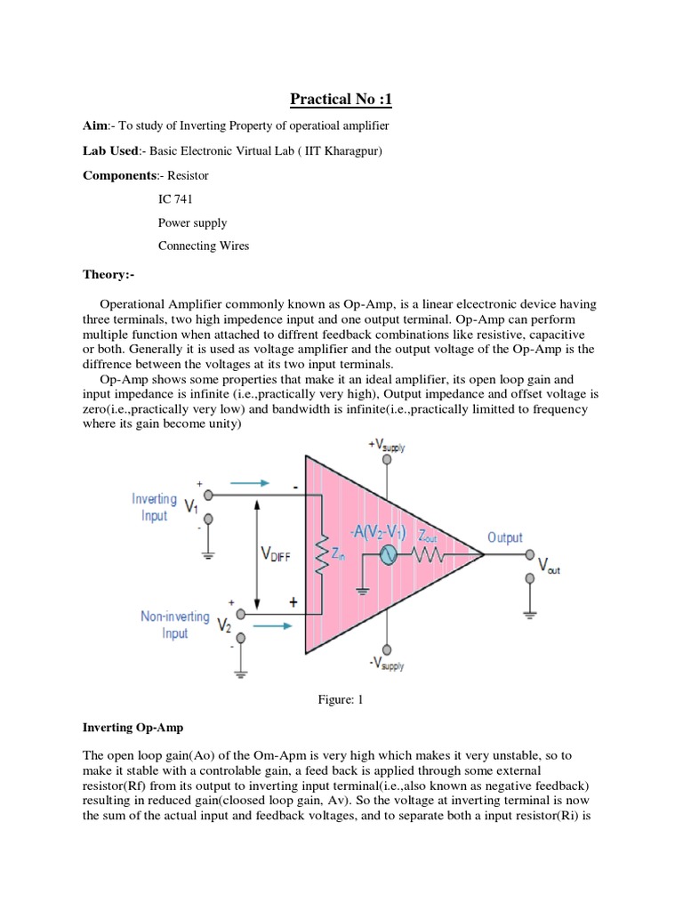 Aim Lab Used Components: Practical No:1 | PDF | Operational Amplifier ...