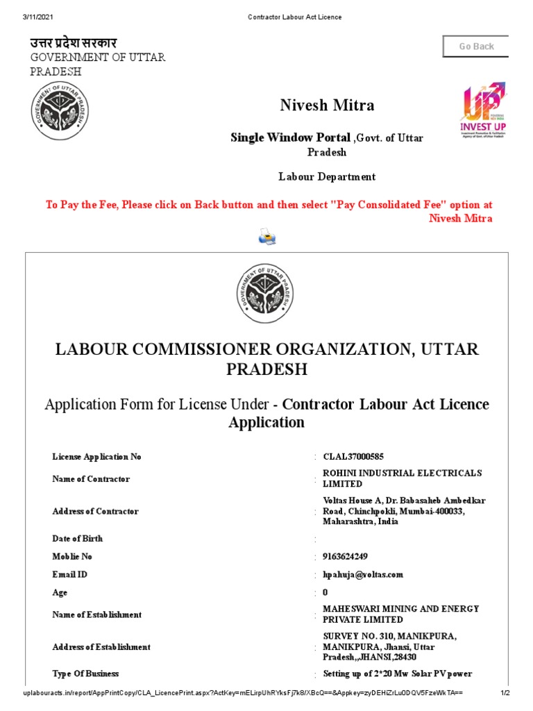 Contractor Labour Act License Details | PDF | Renewable Energy