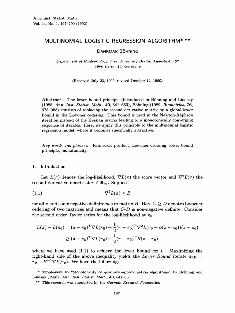 Multinomial Logistic Regression Algorithm | PDF | Matrix (Mathematics ...