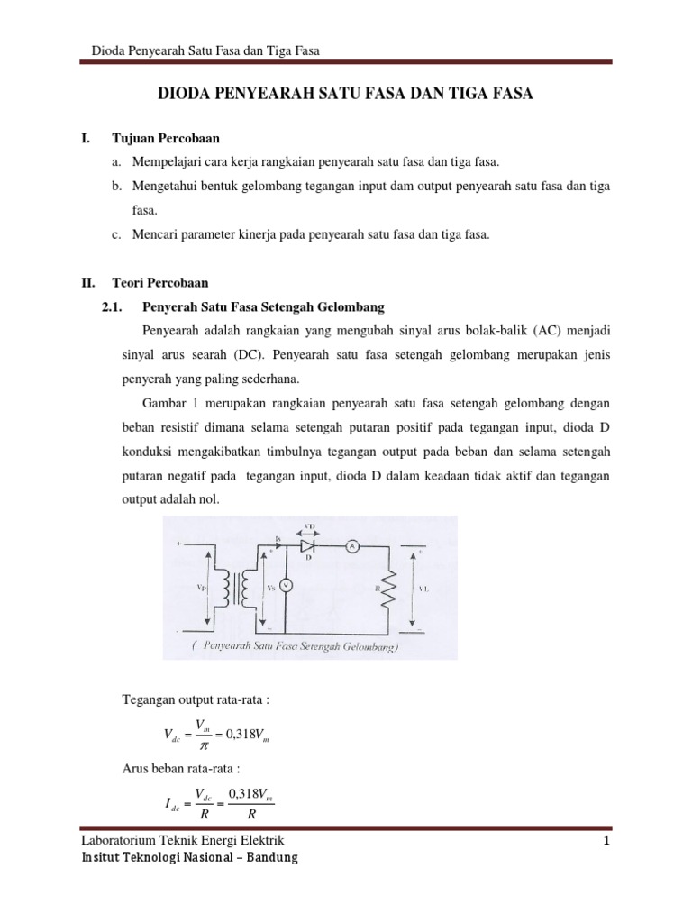 Dioda Penyearah Satu dan Tiga Fasa | PDF
