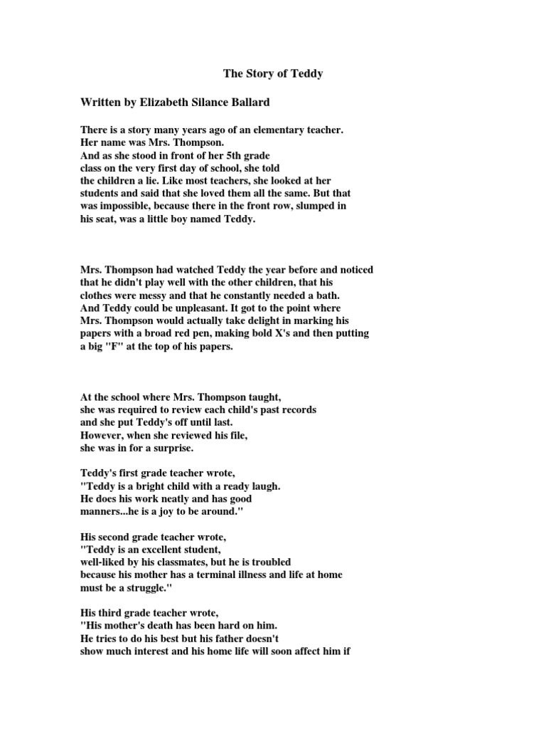The Story of Teddy Written by Elizabeth Silance Ballard | PDF