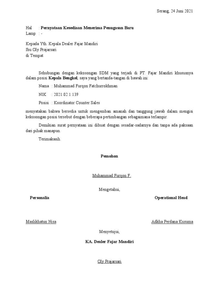 Surat Pengajuan | PDF