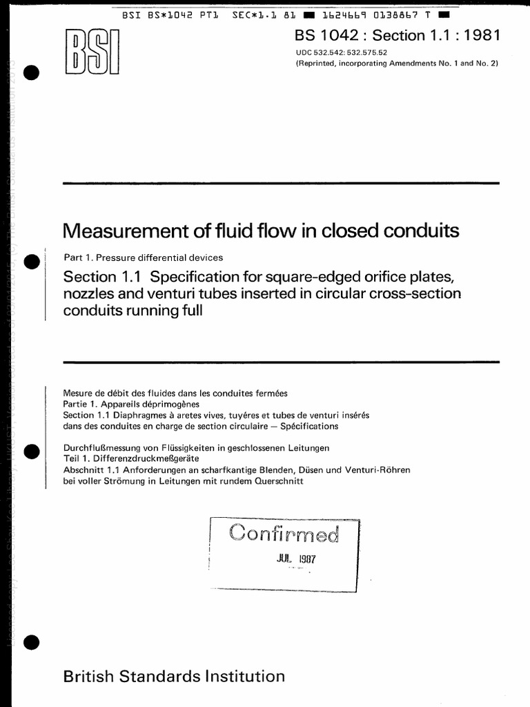BS 1042 1 1 1987, Measurement of | PDF