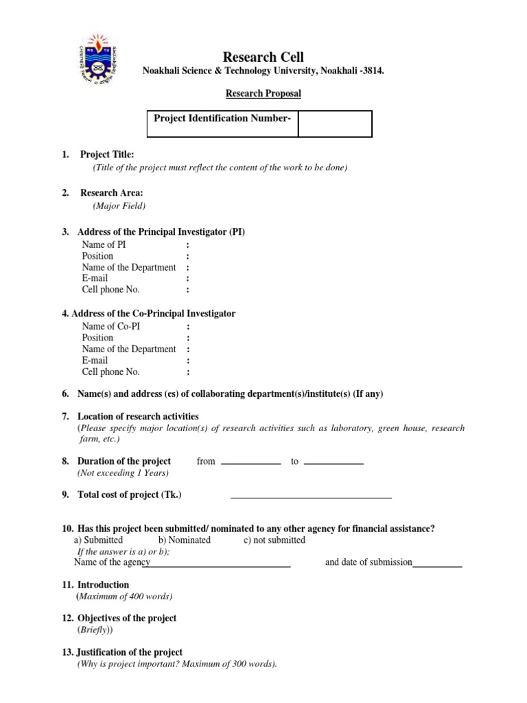 Research Cell: Project Identification Number | PDF | Science And Technology