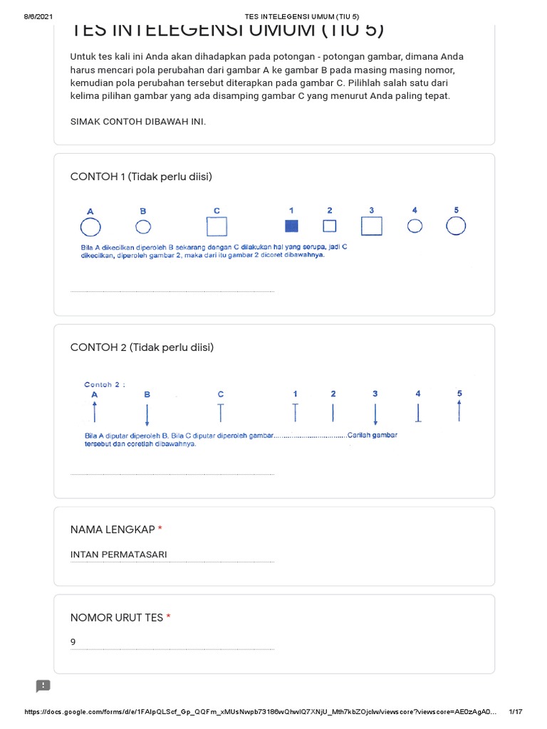 Tes Intelegensi Umum (Tiu 5) | PDF