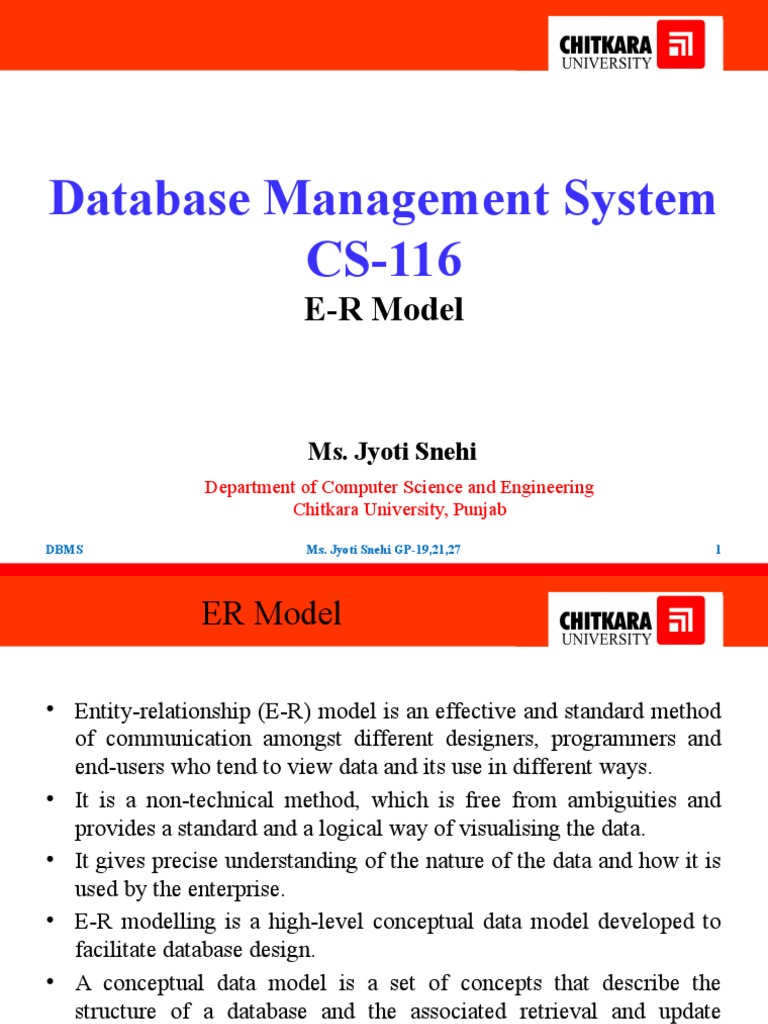 Database Management System CS-116: E-R Model | PDF | Relational ...