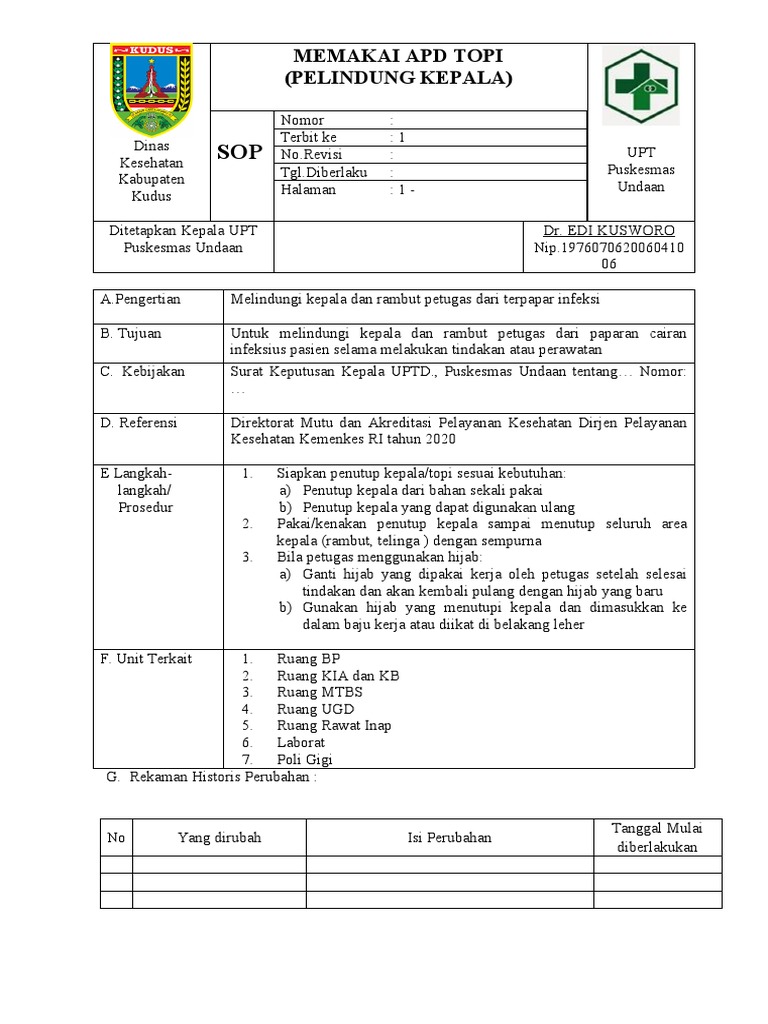 Sop Memakai Apd Topi | PDF