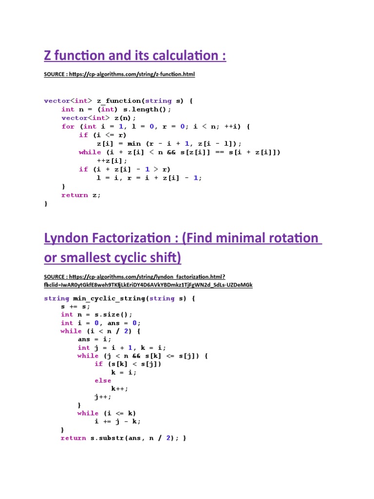 Z Function and Its Calculation:: Int Int Int Int For Int If While If | PDF | Metalogic | String ...