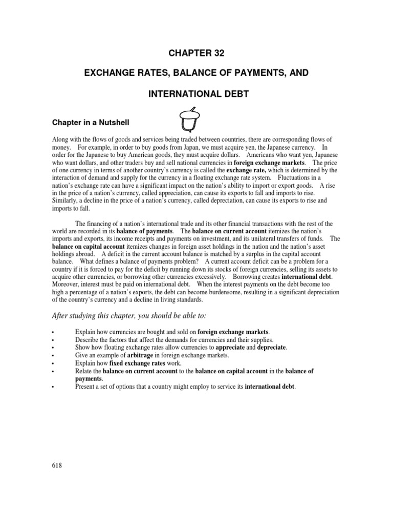 Chapter 32 Exchange Rates Balance of Payments and International Debt ...