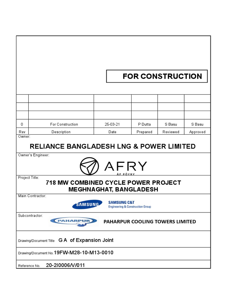 19FW-M28-10-M13-0010 R0 - G A of Expansion Joint | PDF