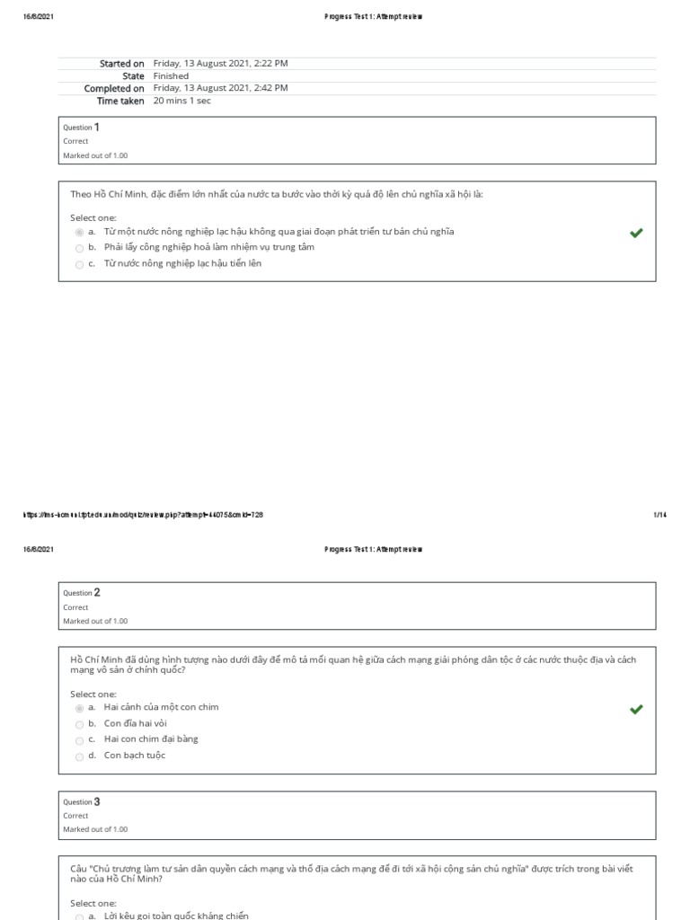 HCM201 - Progress Test 1 - Attempt Review | PDF
