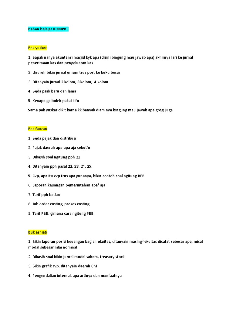 Bahan Belajar KOMPRE Soal | PDF