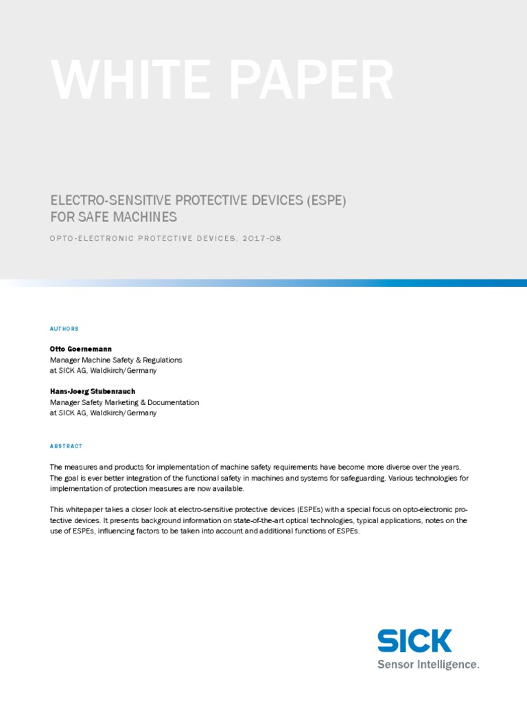 White Paper: Electro-Sensitive Protective Devices (Espe) For Safe ...
