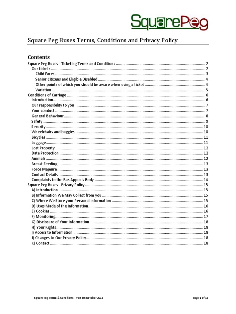 Square Peg Buses Terms, Conditions and Privacy Policy | Download Free ...