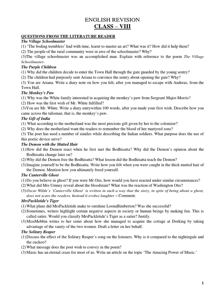 ICSE Class 8 Question Bank For Annual Exam - ENGLISH | PDF | Prosthesis