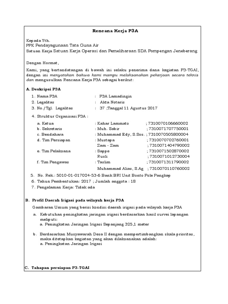 Rencana Peningkatan Irigasi P3A | PDF
