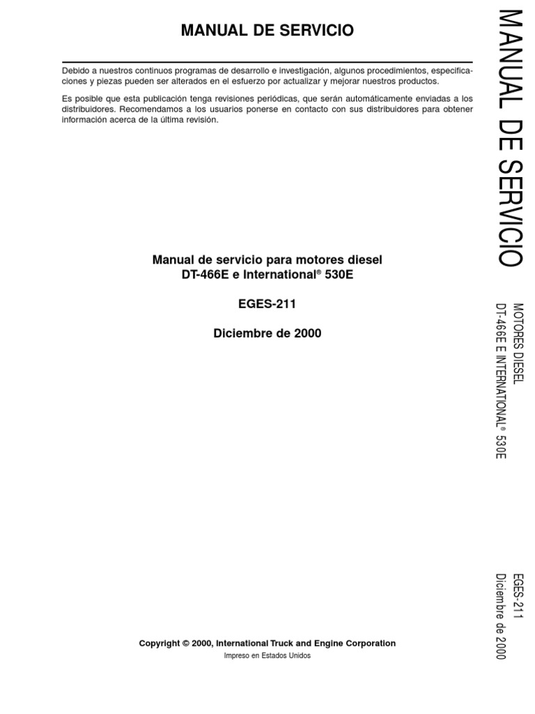 Navistar Manual de Taller DT466 & I530e | PDF | Engranaje | Bienes ...