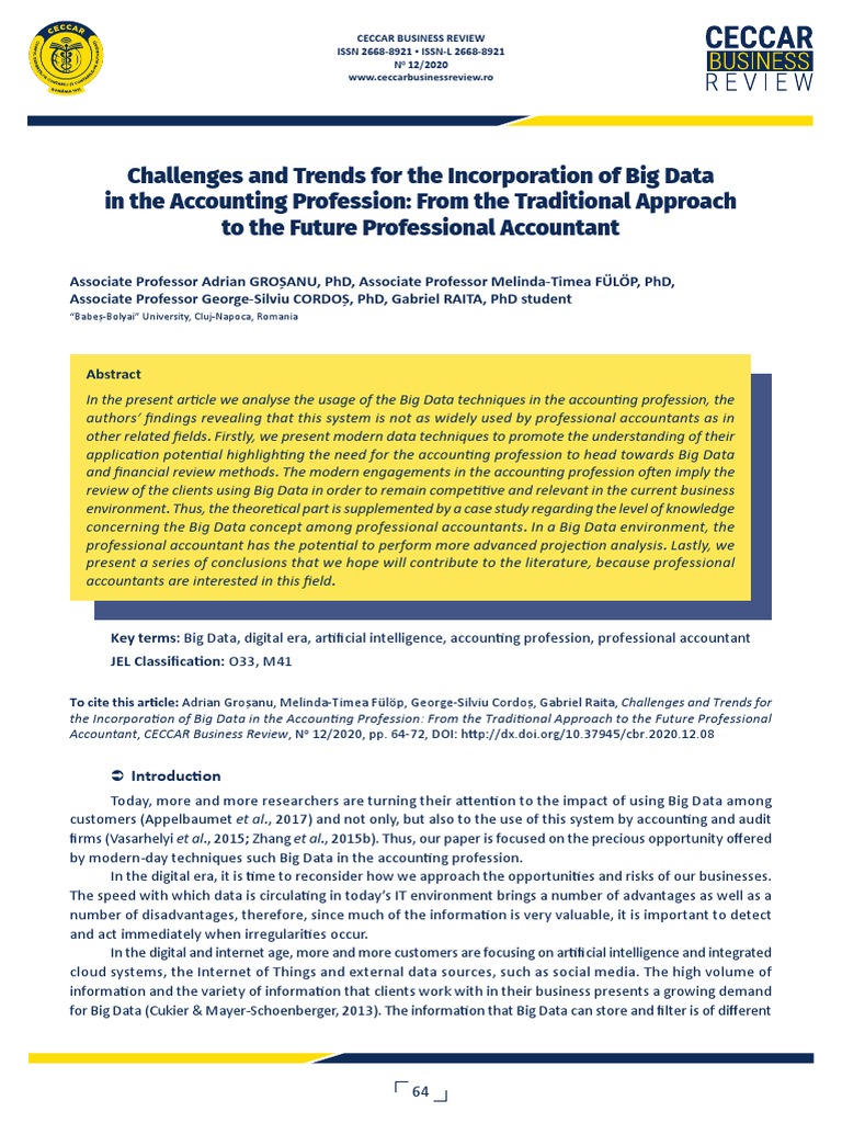 Challenges and Trends For The Incorporation of Big Data in The ...