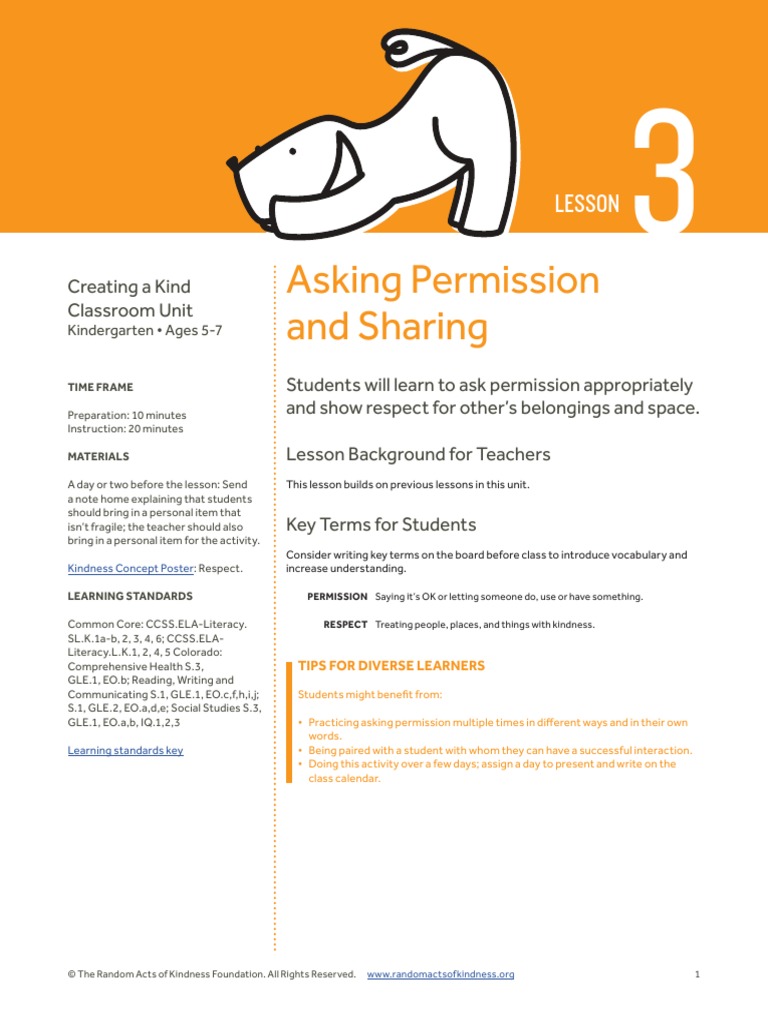 Asking Permission and Sharing: Lesson | PDF | Behavior Modification | Applied Psychology