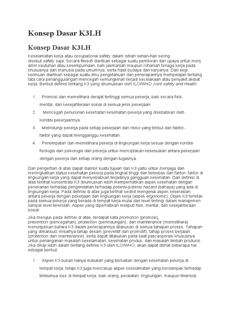 Konsep Dasar K3LH | PDF | Karier & Perkembangan | Bisnis