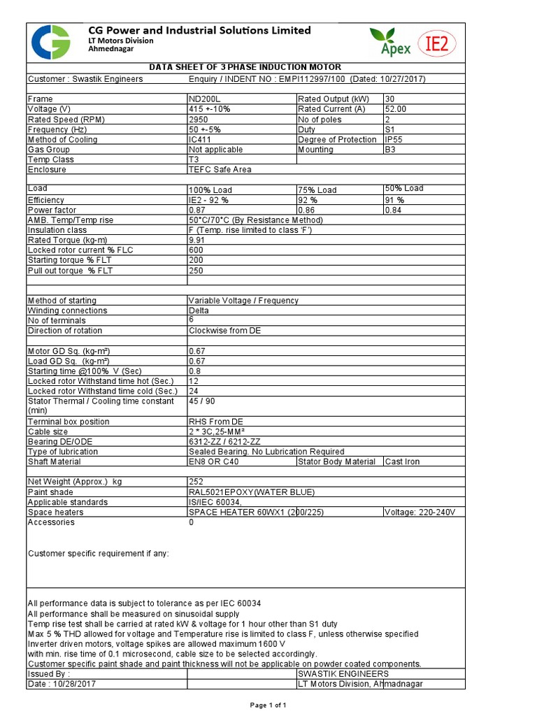 CG Power and Industrial Solutions Limited: LT Motors Division ...
