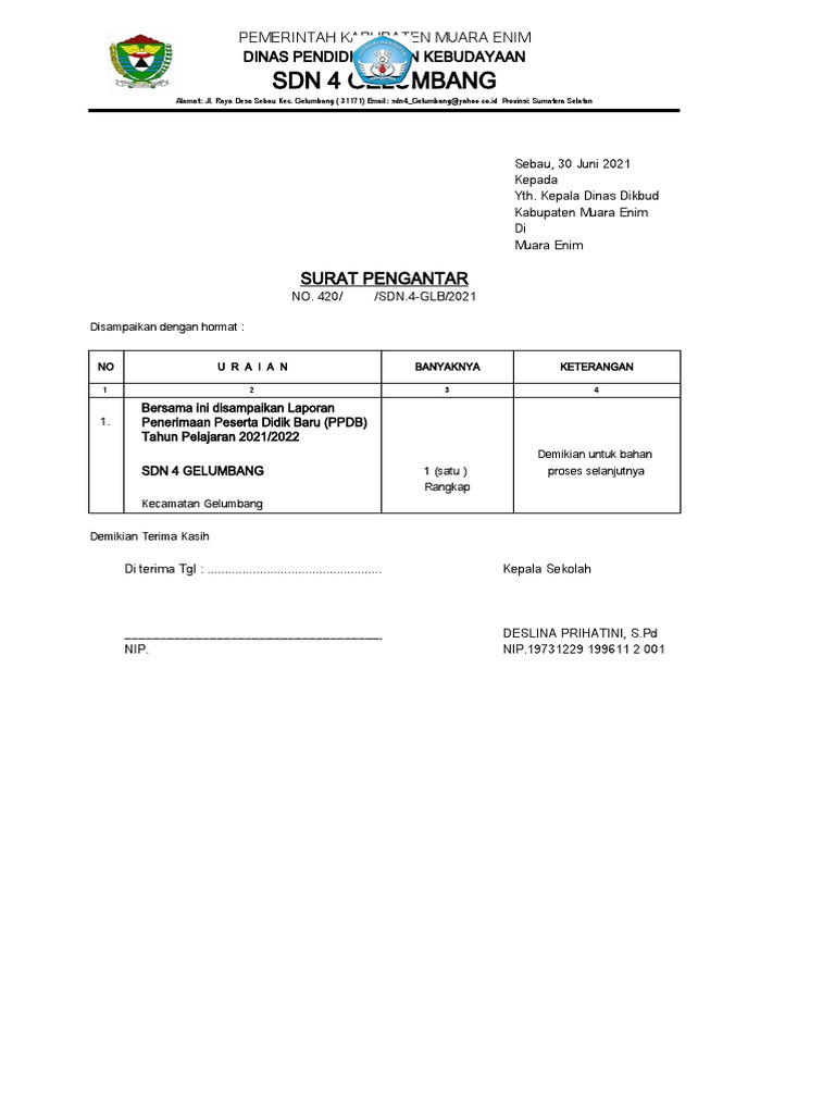 Rekap PPDB SDN 4 Gelumbang 2021 | PDF