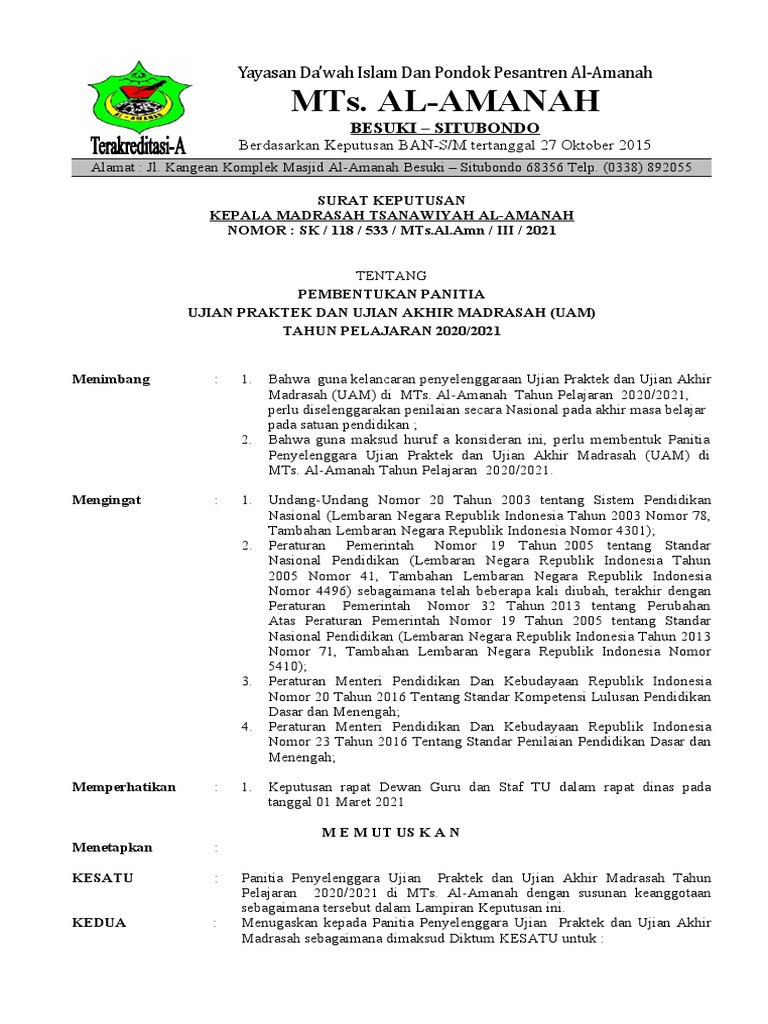 SK Uam Mts Al-Amanah BESUKI 2021 | PDF