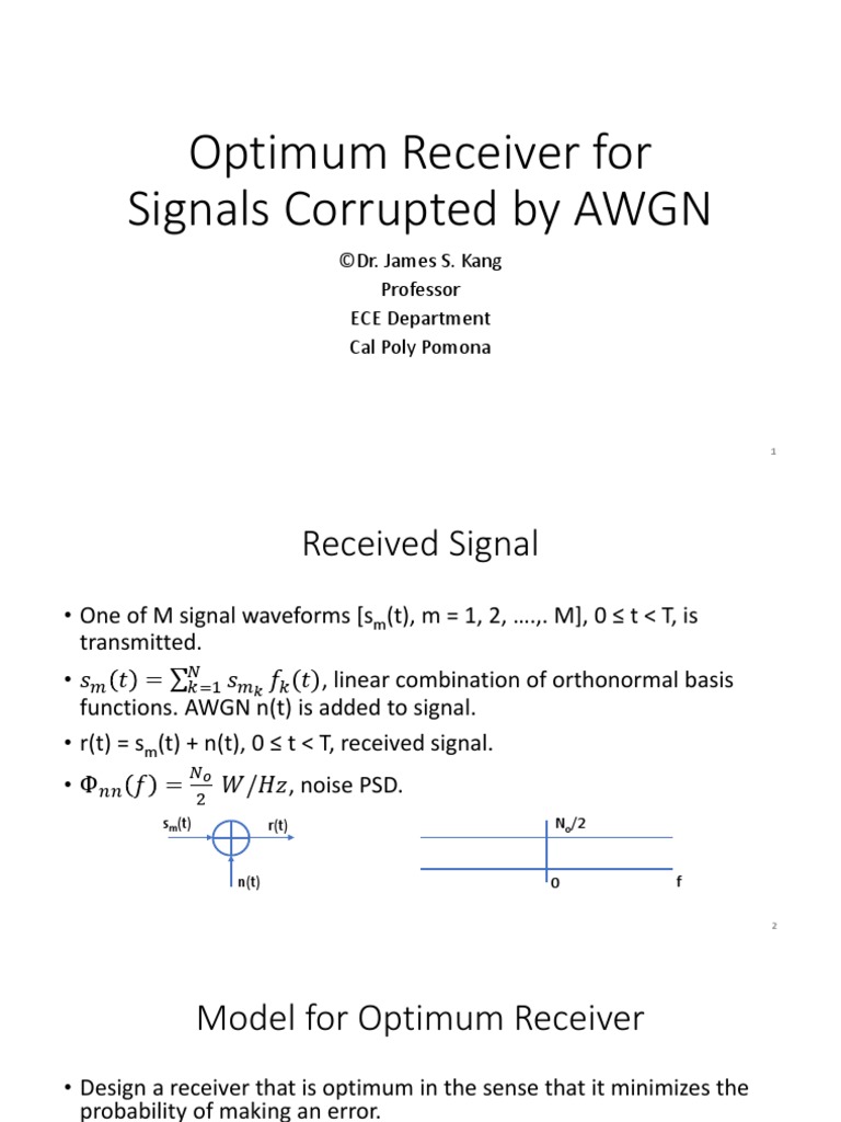 Optimum Receiver | PDF | Covariance | Correlation And Dependence