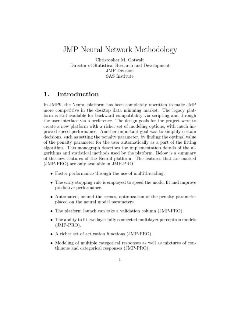 JMP Neural Network Methodology | PDF | Cross Validation (Statistics) | Normal Distribution