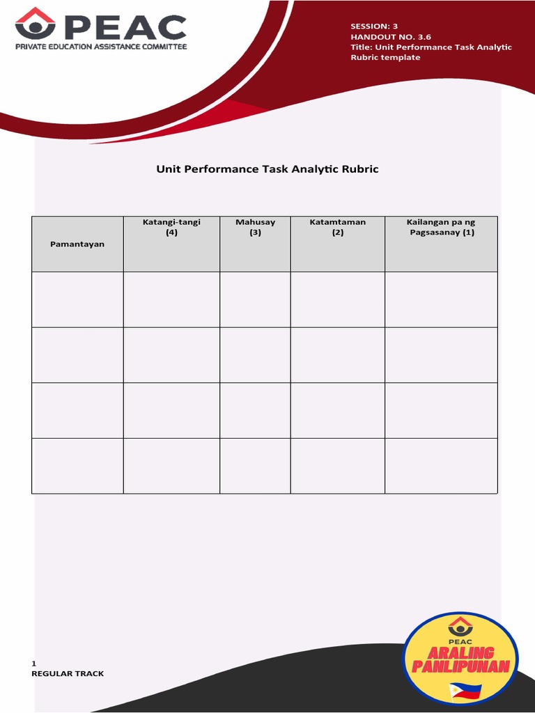 S3 - APREG - Handout3.6 - Template For Unit Performance Task Analytic ...