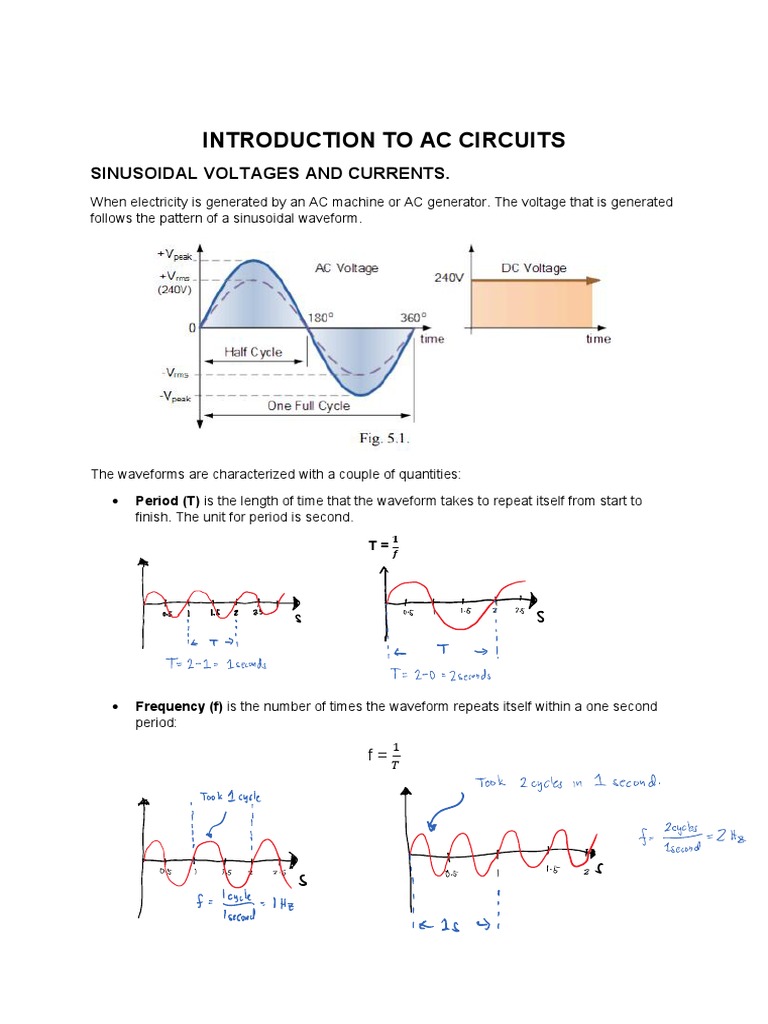 Introduction To Ac Circuits: Sinusoidal Voltages and Currents | PDF ...