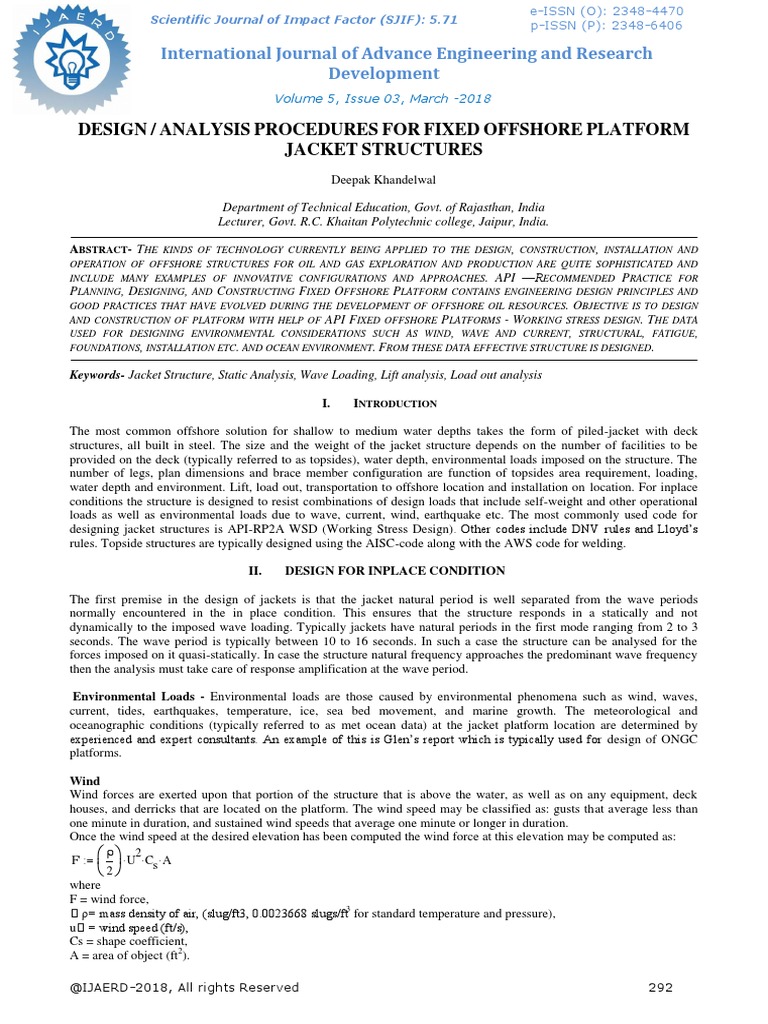 Design Analysis Procedures For Fixed Offshore Platform Jacket ...