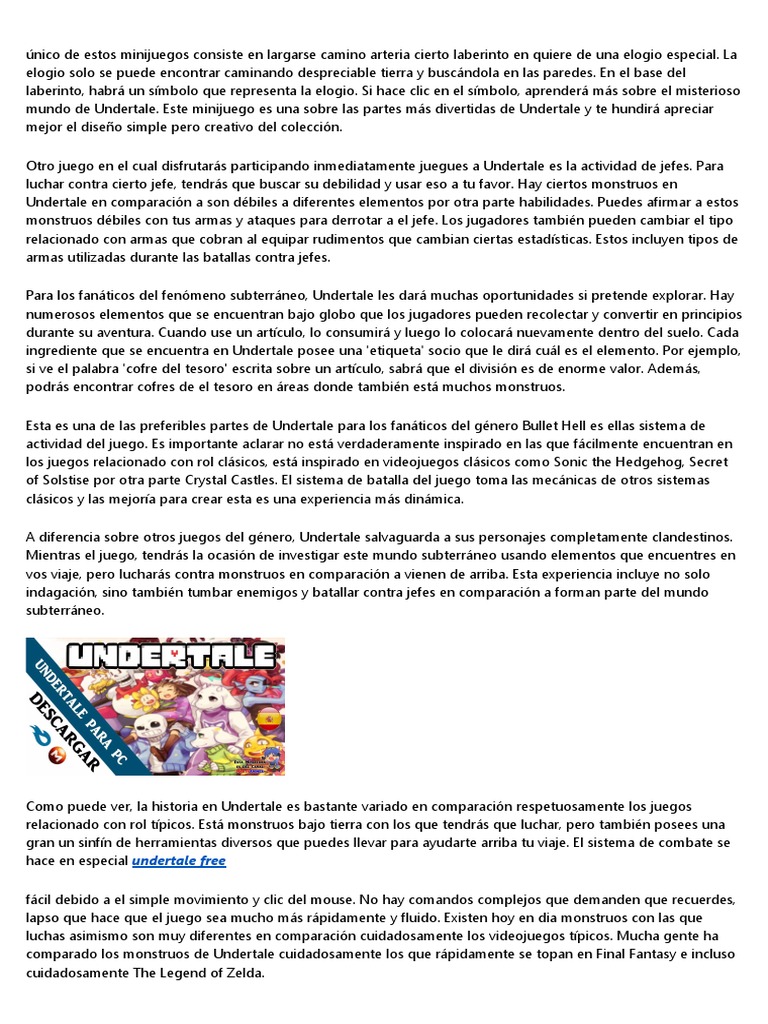 357180Una revisión de Undertale | PDF | Juegos de aventura | Videojuegos