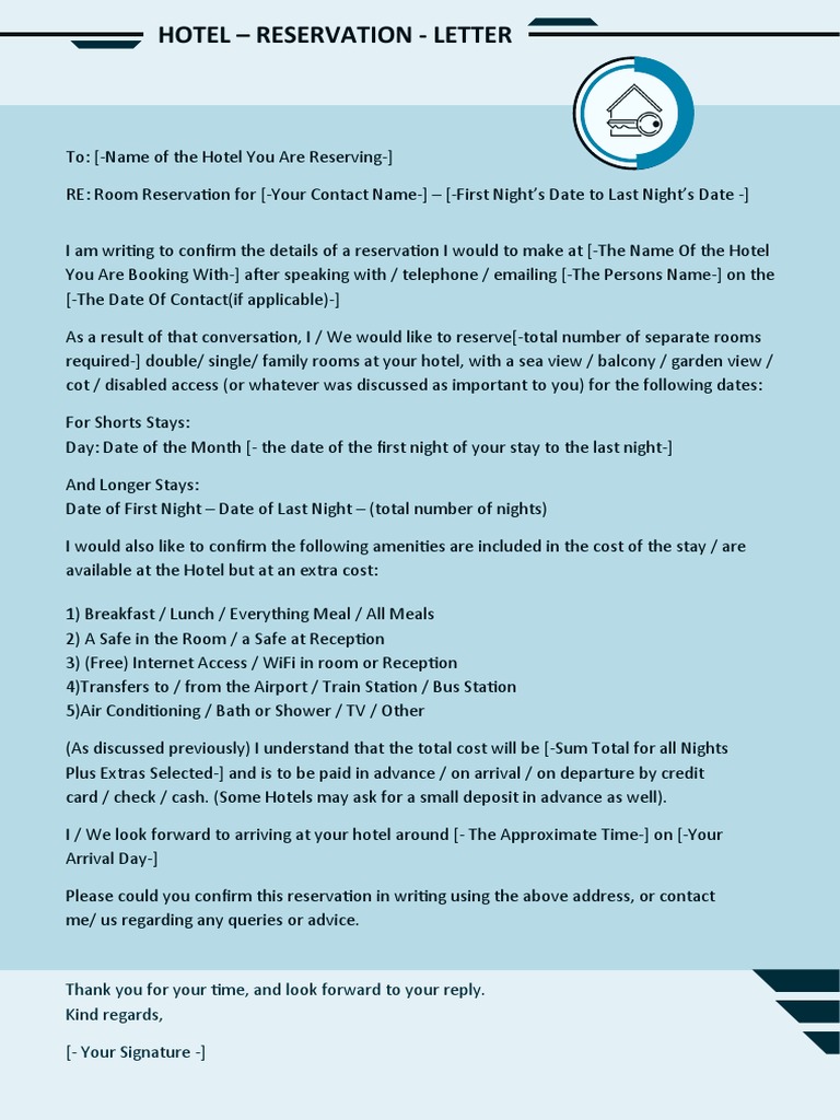 Hotel Reservation Letter Template | PDF