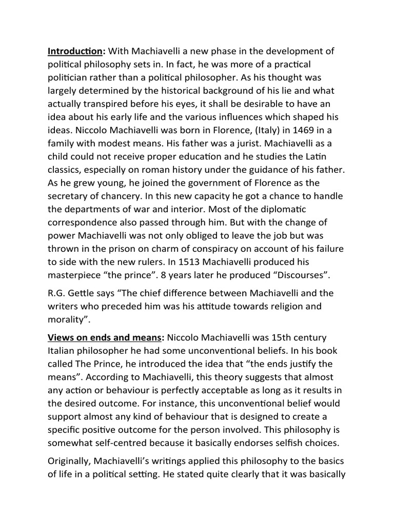 An Analysis of Niccolò Machiavelli's Views on Politics, Human Nature ...