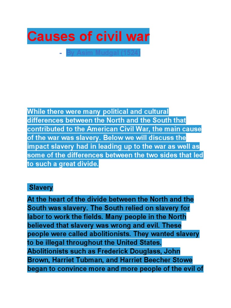 The Root Cause of Conflict: How Slavery Divided the North and South and ...