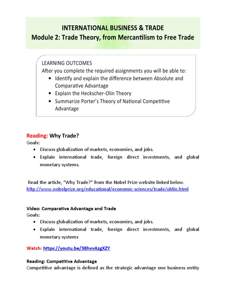 Trade Theory, From Mercantilism To Free Trade | PDF | Competitive ...