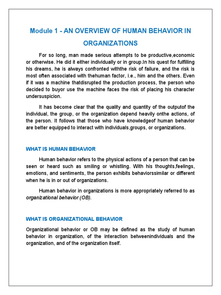 Overview of Human Behavior in Organization | PDF | Extraversion And Introversion | Intelligence