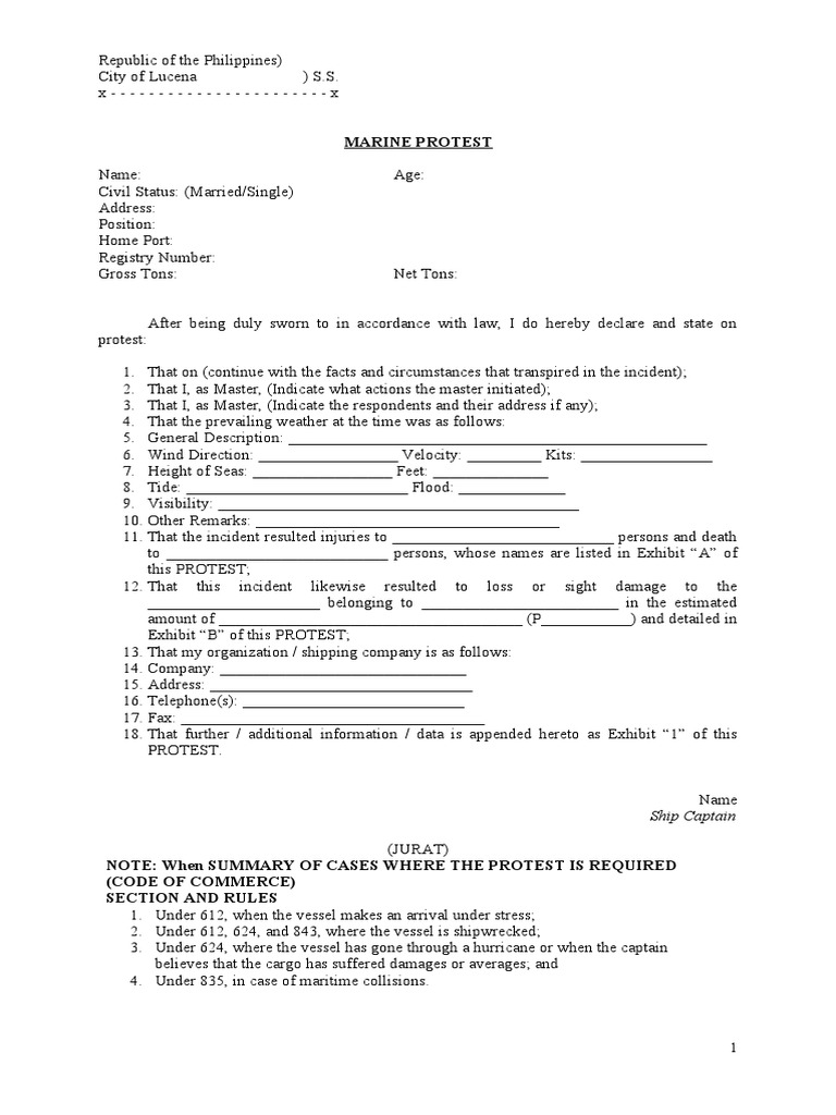 Marine Protest | Download Free PDF | Sea Captain | Water Transport