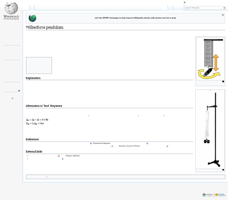 Wilberforce Pendulum Wikipedia | PDF | Mechanics | Oscillation
