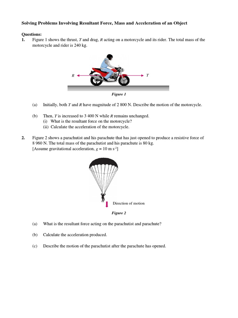 Resultant Force and Acceleration Problems | PDF | Force | Acceleration
