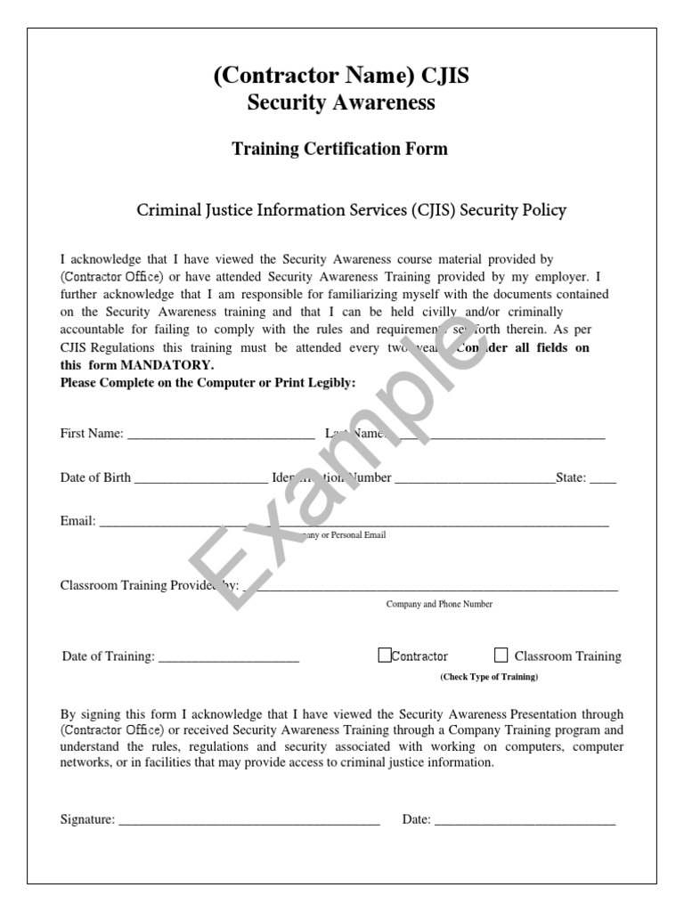 Security Awareness Training Acknowledgement Form | PDF