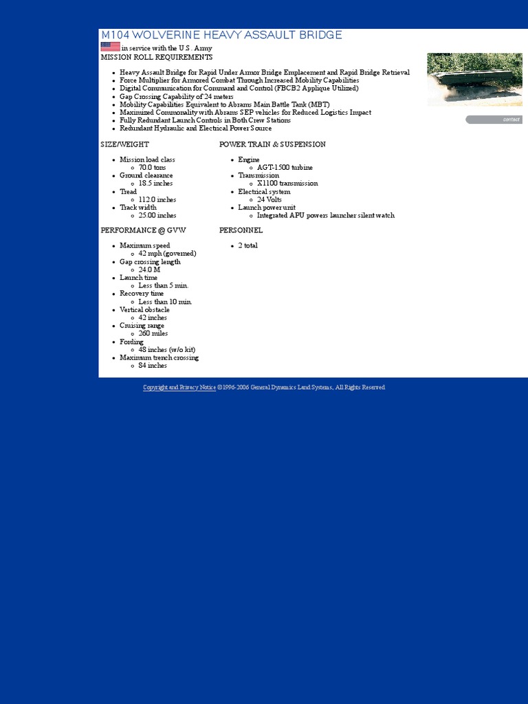 M104 Wolverine Heavy Assault Bridge | PDF | Science & Mathematics ...